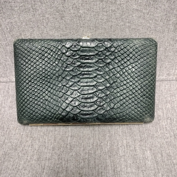 Abas | Bags | Abas Greengold Alligator Leather Cache Frame Clutch ...